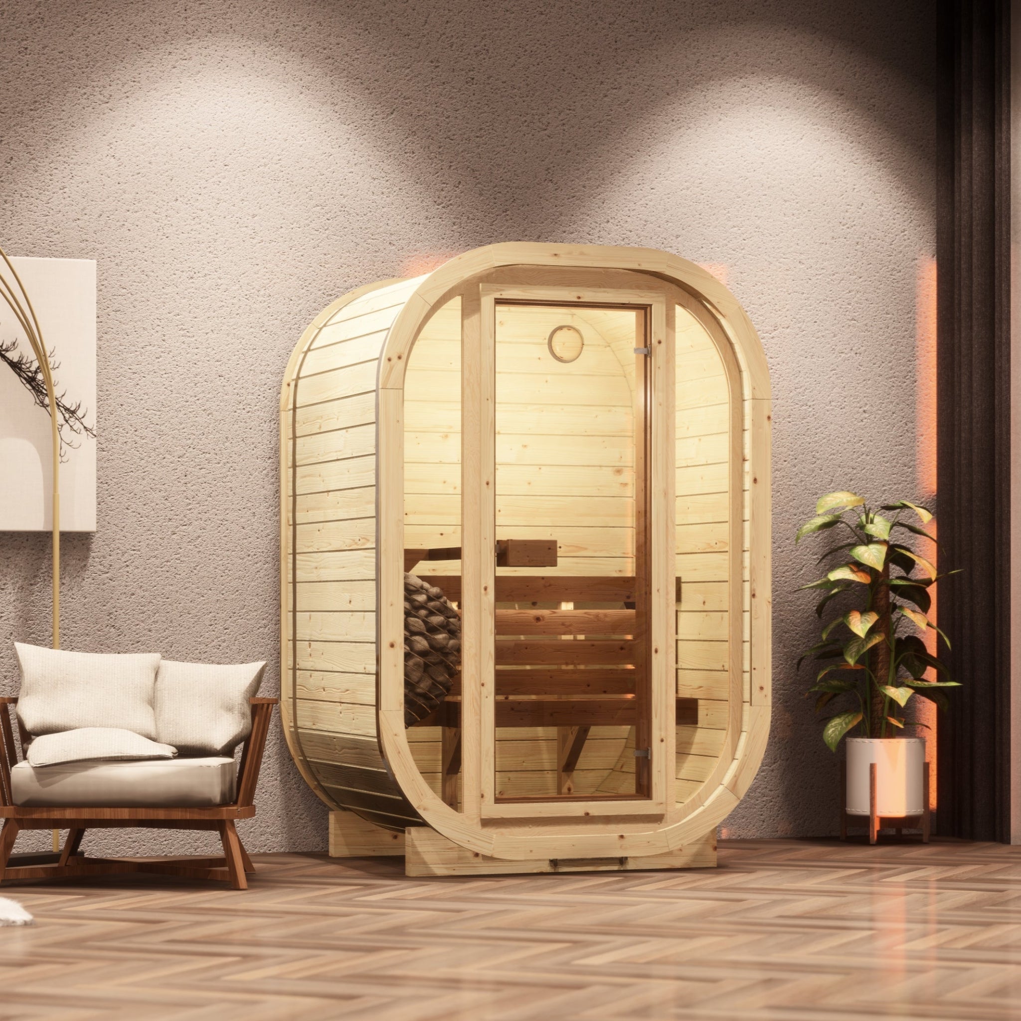 Capra Saunas Ella Series H2 1-2 Person Thermo Aspen Bench Indoor/Outdo